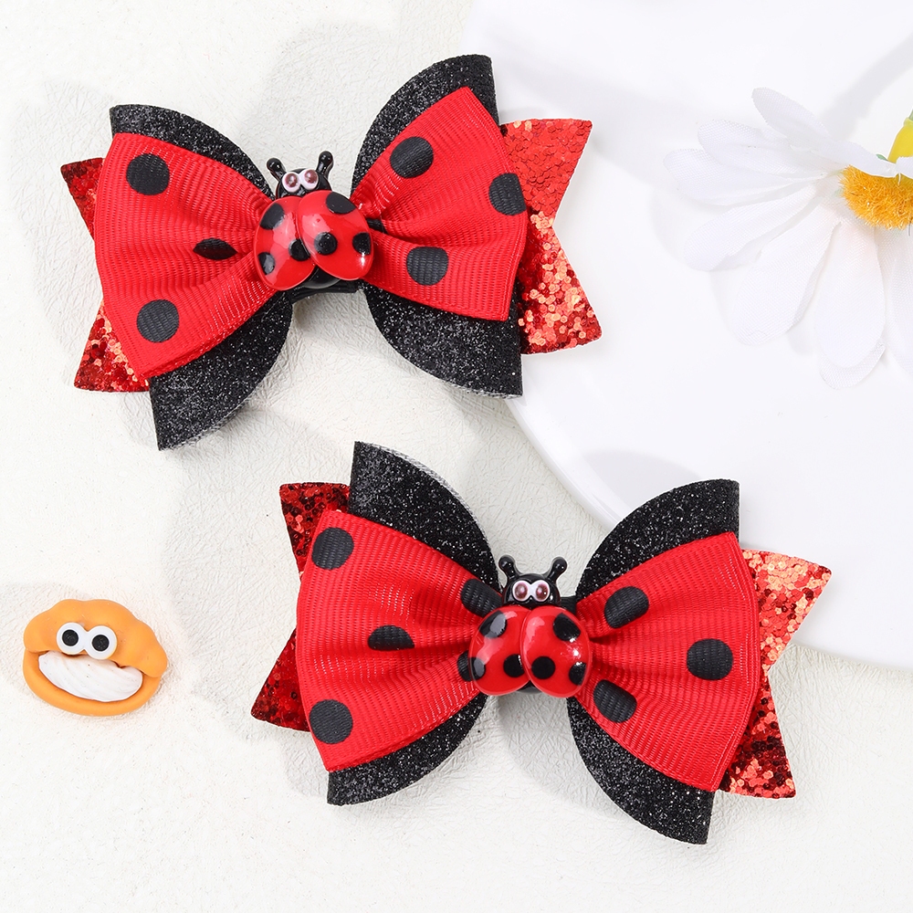 2Pcs/set Ladybug Print Hair Bows with Ladybugs Accessories Cute Hair ...