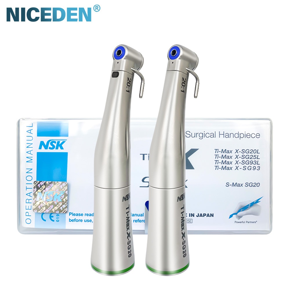 NICEDEN NSK Type Dental Implant 20:1 Reduction Fiber Optic LED Light Ti Max-X-SG20 Push Button ...