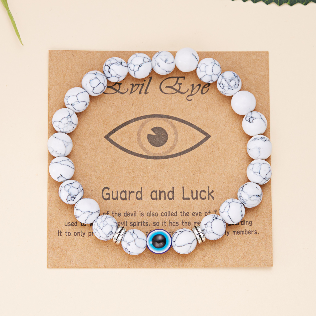 Blessing Lucky Evil Eye Bracelet 8MM Natural Stone Crystal Bead Devil's ...