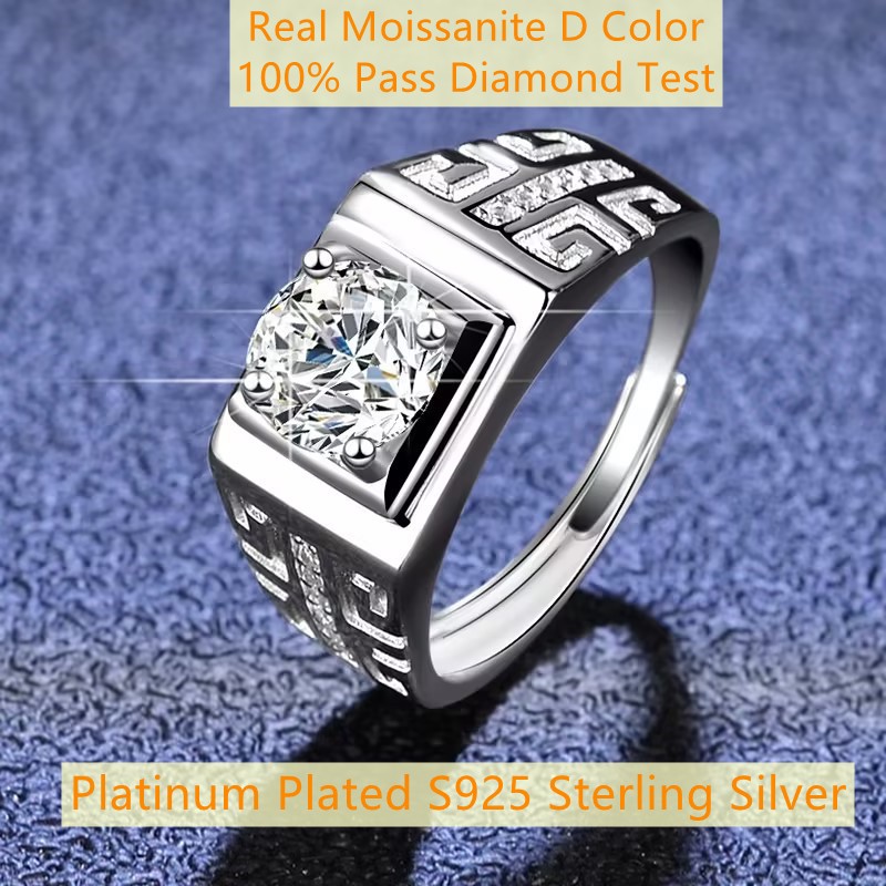 Real Mmoissanite diamond D color luxurious men wedding ring with GRA ...