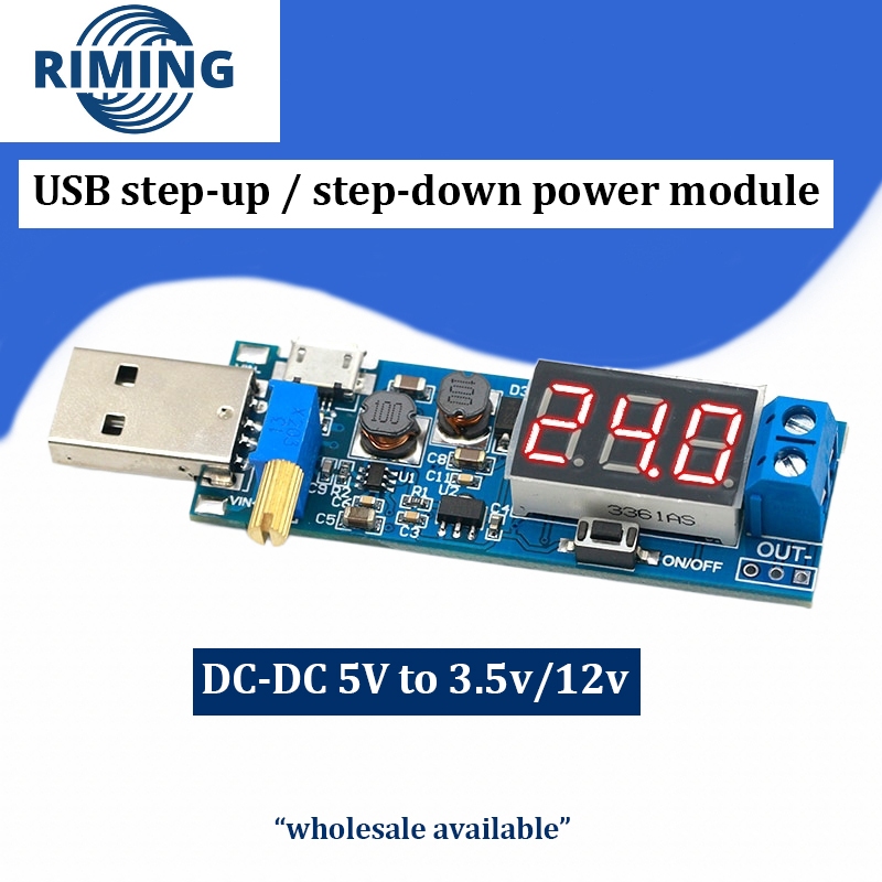 DC-DC 5V to 3.5v/12v USB step-up / step-down power module adjustable ...