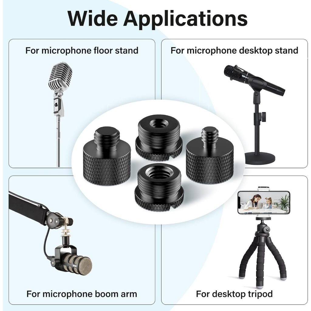 5/8 to 3/8 Adaptor Nut 1/4 to 5/8 Adaptor Screws Microphone Mic Holder ...