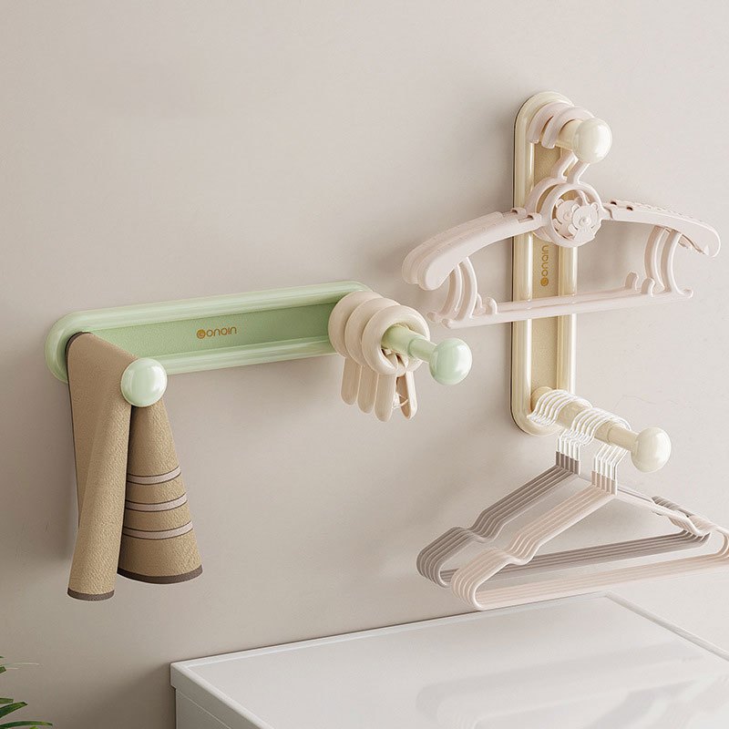 Sabitan ng damit na maaaring iurong na nakabitin sa dingding na storage rack na walang suntok na ...