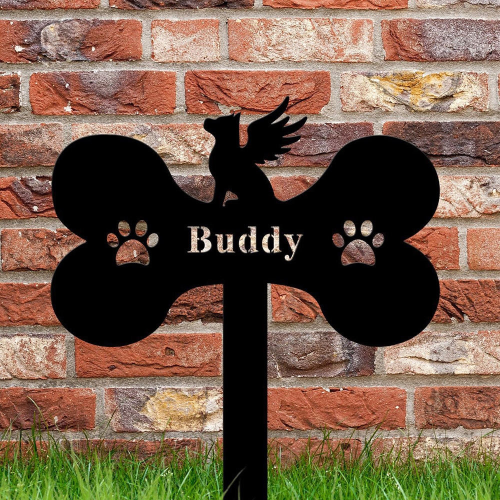 1pcs Dog Memorial Stake Durable Pet Metal Stake Bone Shape Pet Grave ...