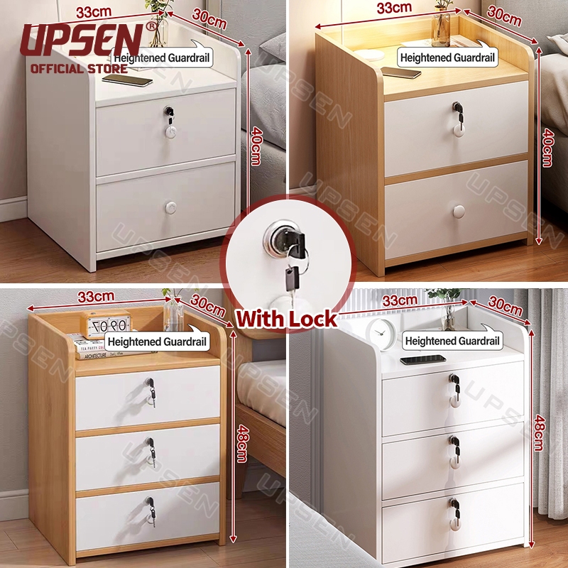 【NEW】 Bedside Cabinet With Lock Mini Modern Simple Storage Bedroom ...