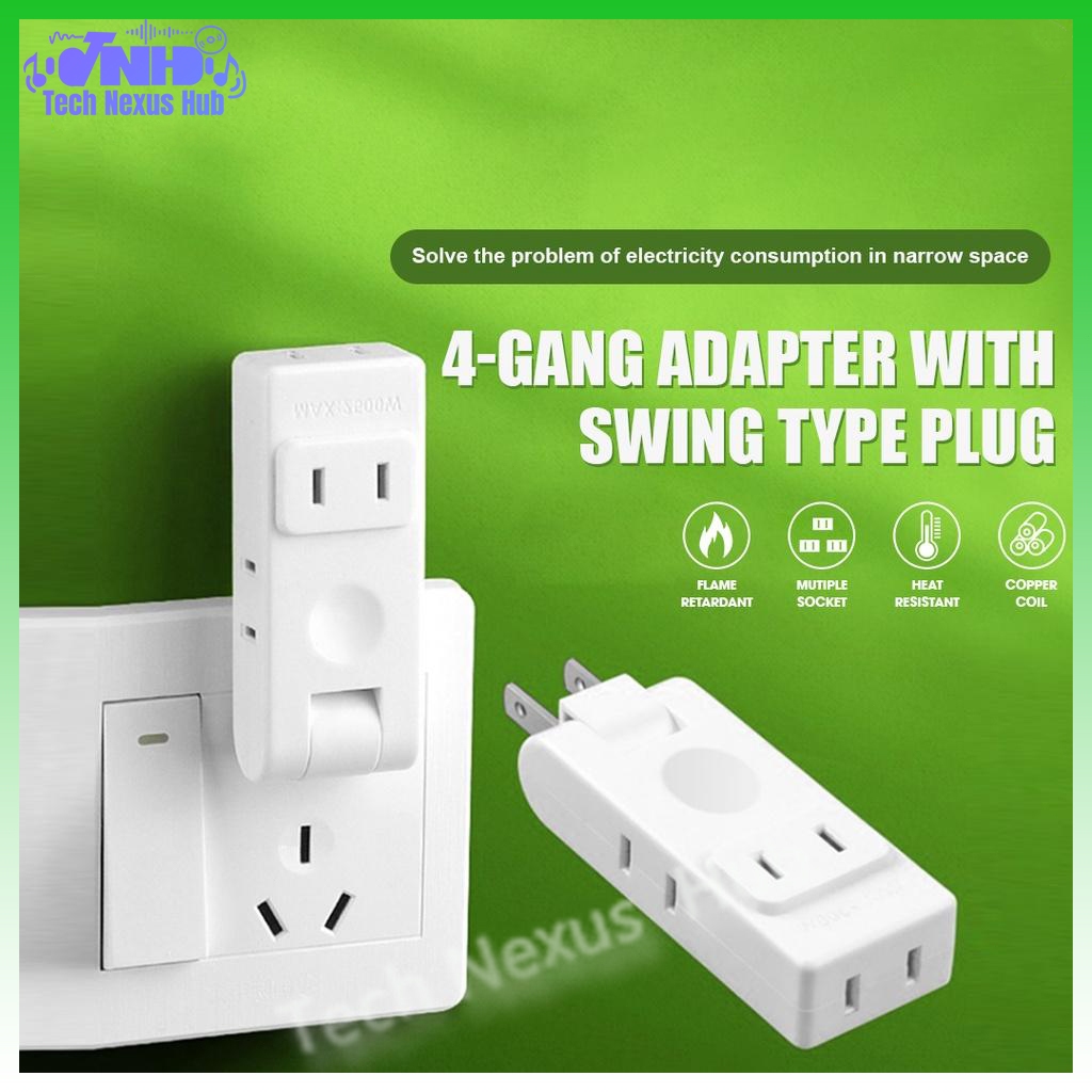Outlet Extension Adaptor Socket Power Adapter 4 Gang Rotating Travel ...