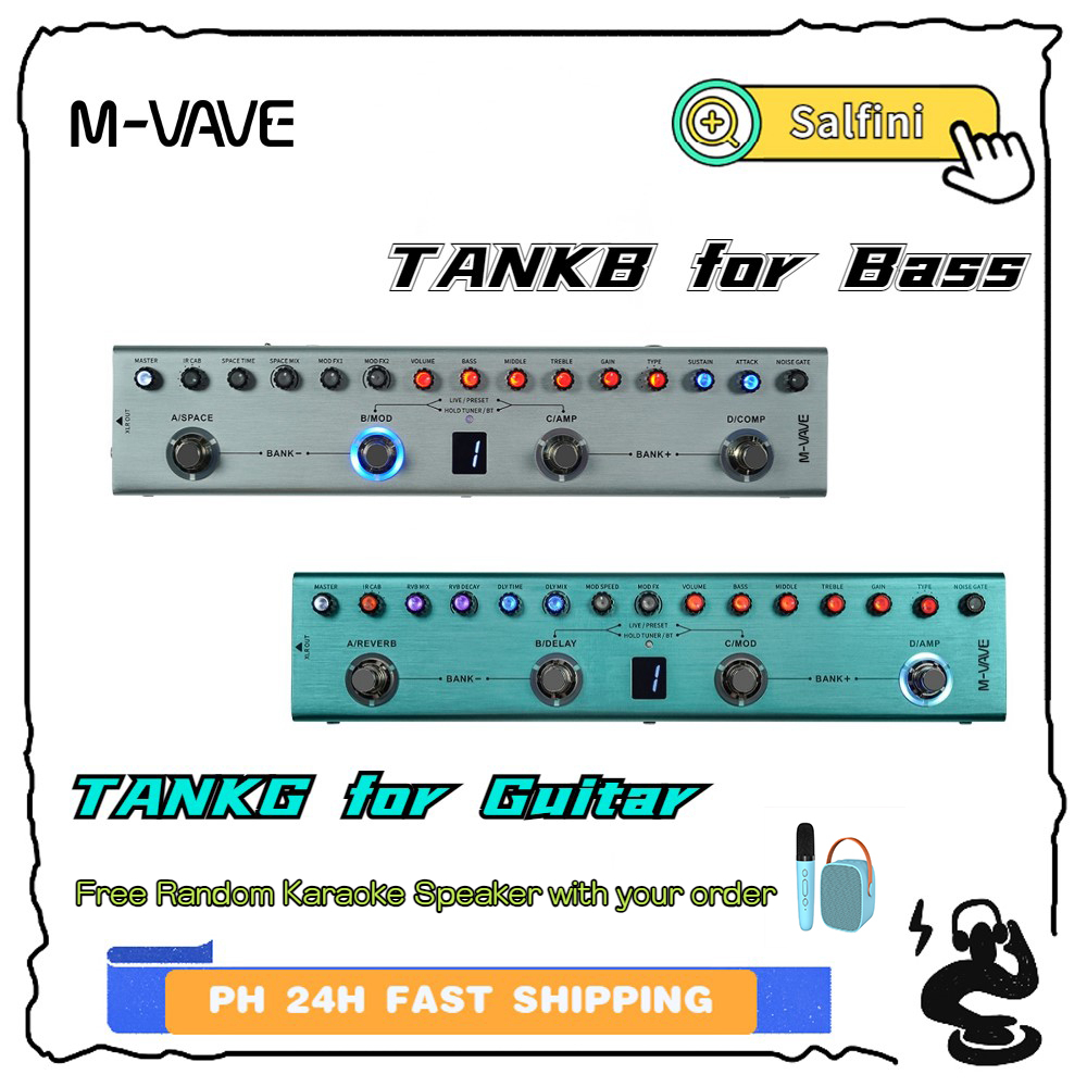 M-VAVE Tank-G Guitar/TANK-B BASS V2 versions Multi-Effects Pedal Rechargeable 36 Presets 9 ...