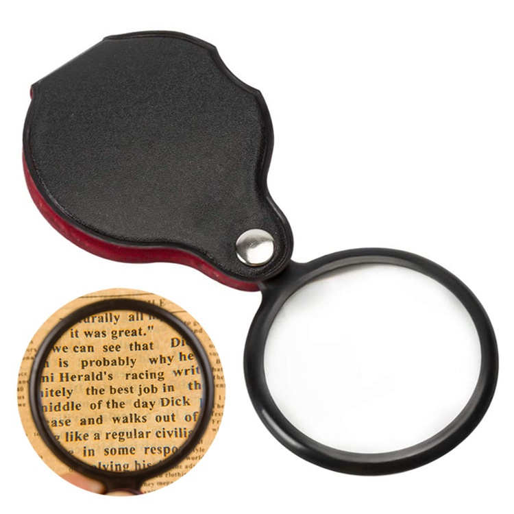 50/60mm Mini Magnifying Glass 6/8X Folded Leather Case Portable ...
