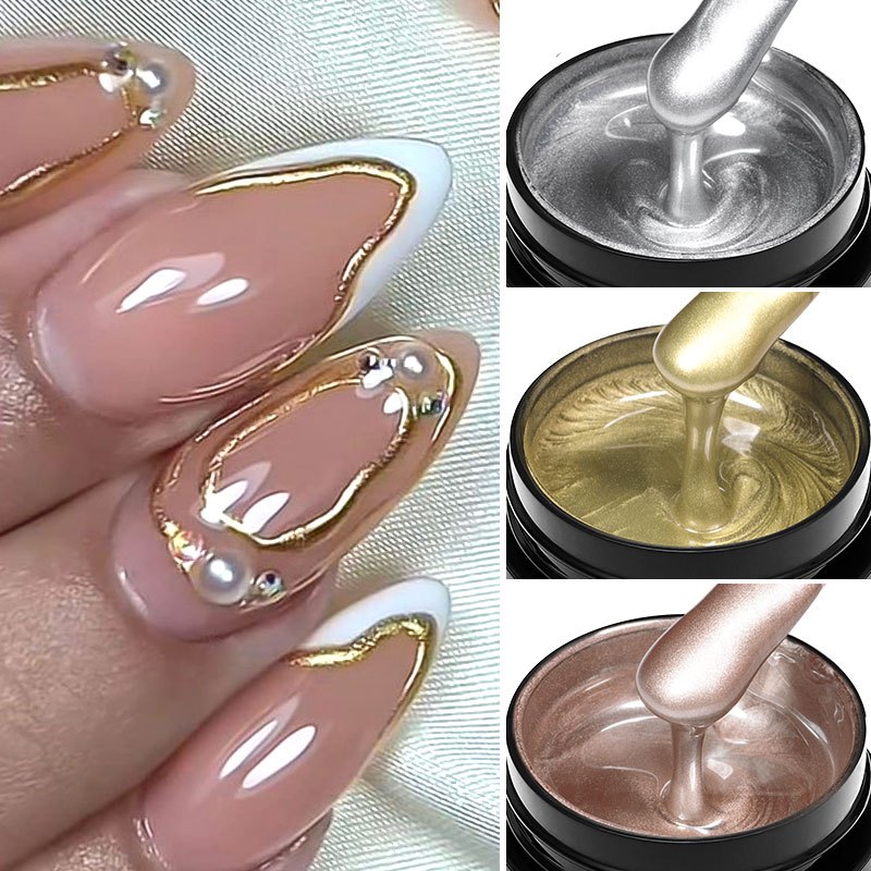 MTSSII Metallic UV Gel Painting Gel Polish Soak Off Gel Nail Polish Flower Drawing Gold Silver ...