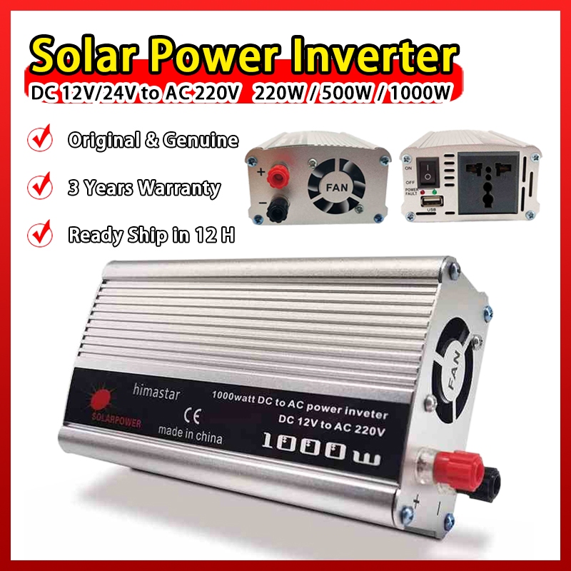 Car INVETER Convert Power DC 12V/24V to AC 220V 1000W Sine Wave ...