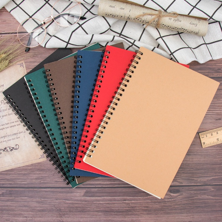 A5 Spiral Notebook 50 Sheets Kraft Paper Cover Spring Notebook Coil ...