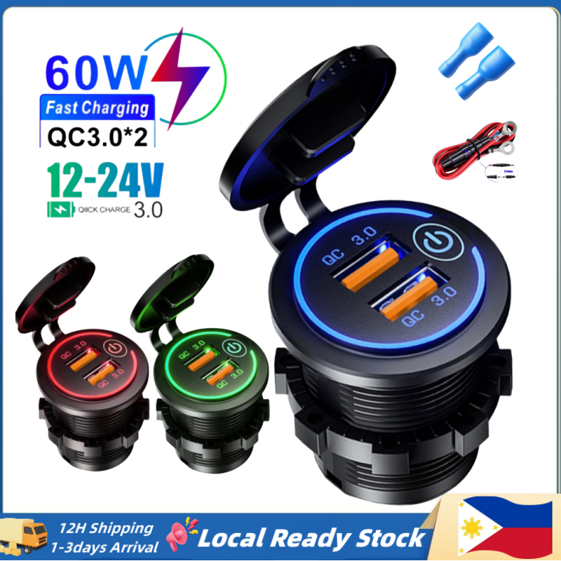 (Local Seller) Quick Charge 3.0 60W Dual USB Car Charger Socket ...