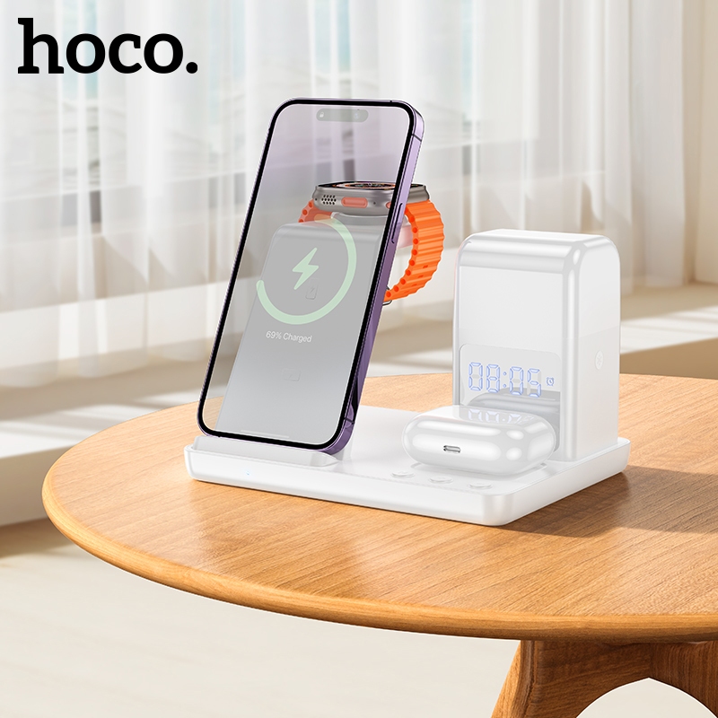 HOCO CQ9 Wireless Fast Charger 3in1 Magnetic Wireless Charging Stand ...