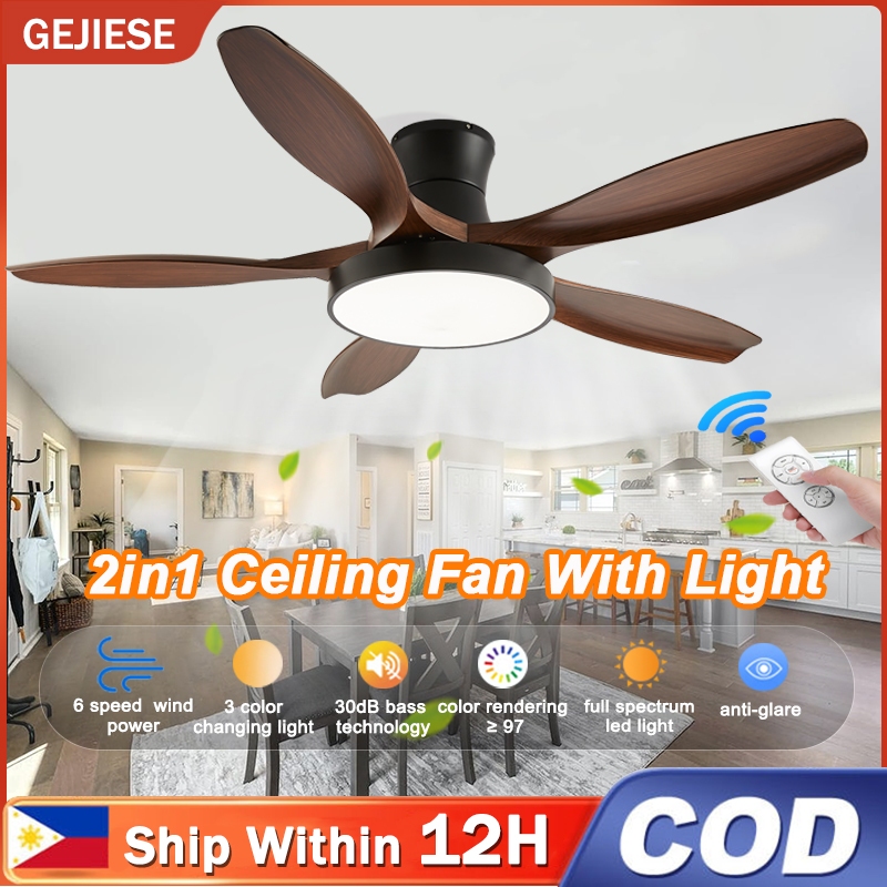GEJIESE Ceiling Fan With Light 48/52Inch 5 Blades Ceiling Fan Nordic ...