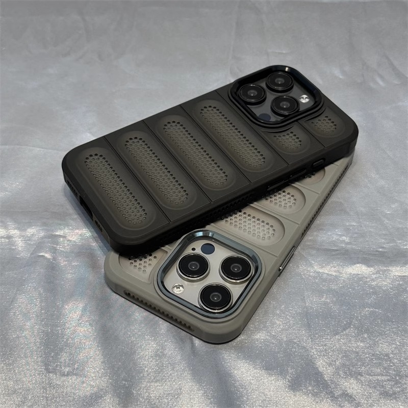 【Cooling PC hard case/Back Plate Mesh Design/grey】case for iPhone 15 14 ...