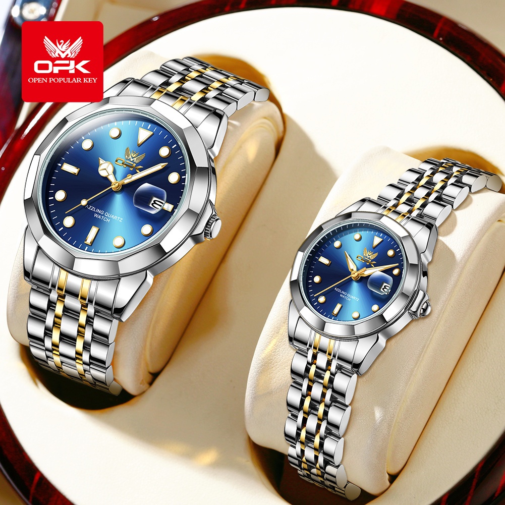 OPK Couple Watch Waterproof Original With Box Stainless Steel Strap ...
