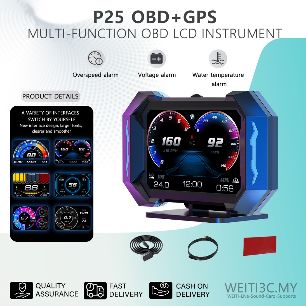 WEITI P25 P6Pro+ P60 PRO Car HUD GPS+OBD Meter OBD2 Meter For Vios ...