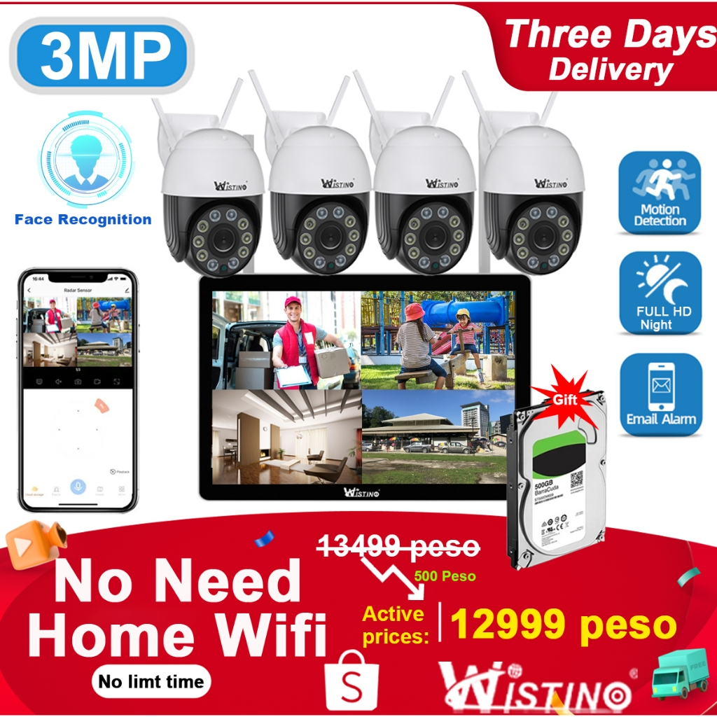 [Delivery in 3 Days]Wistino 4CH 3MP LCD Screen CCTV System Kit CCTV ...