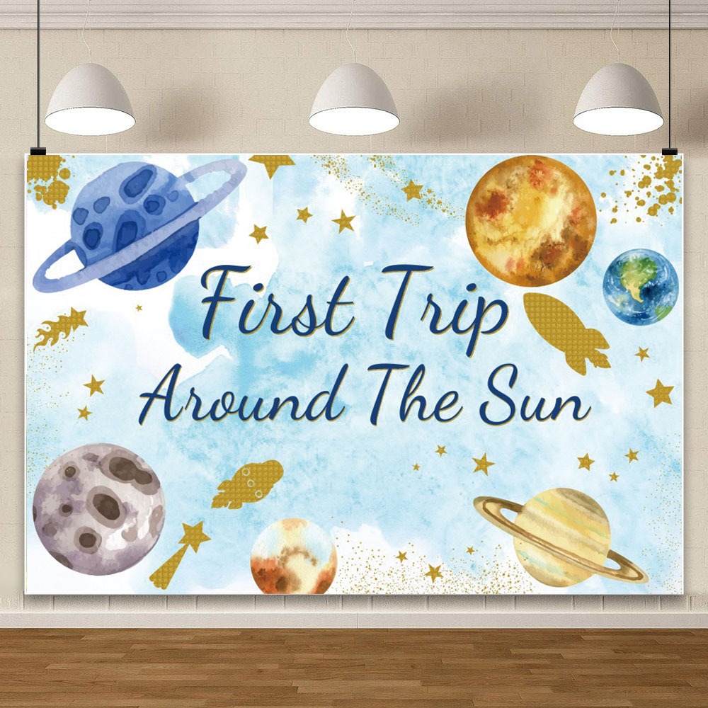 Space Birthday Backdrop Outer Space Happy Birthday Banner Backdrop for ...