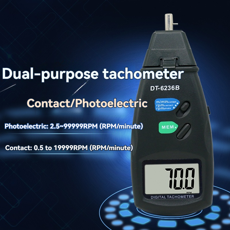DT6236B Portable Digital 2 in 1 LASER Sensor Photo & Contact Tachometer ...