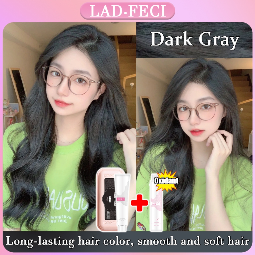 LAD Hair Color Permanent Dark Gray(100ml Hair Dye+100ml Oxidizer ...