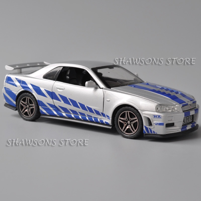 1:32 Scale Diecast Model Car Toy Nissan GTR GT-R R34 Miniature Replica ...