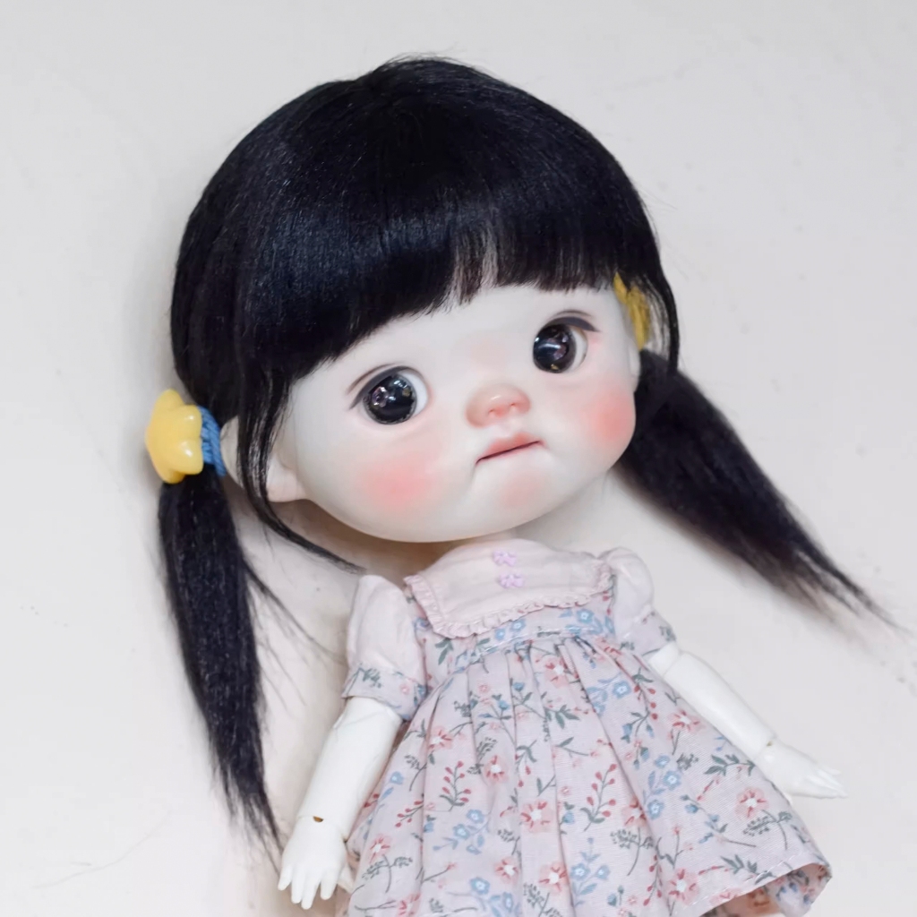 Bjd Big Head Dot Small Cloth blythe Wig Star Double Ponytail Only Wig ...