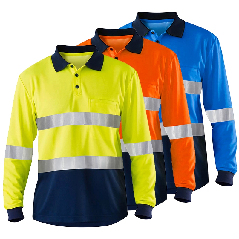 Reflective Polo Shirts Long Sleeve Summer Quick Dry Construction ...