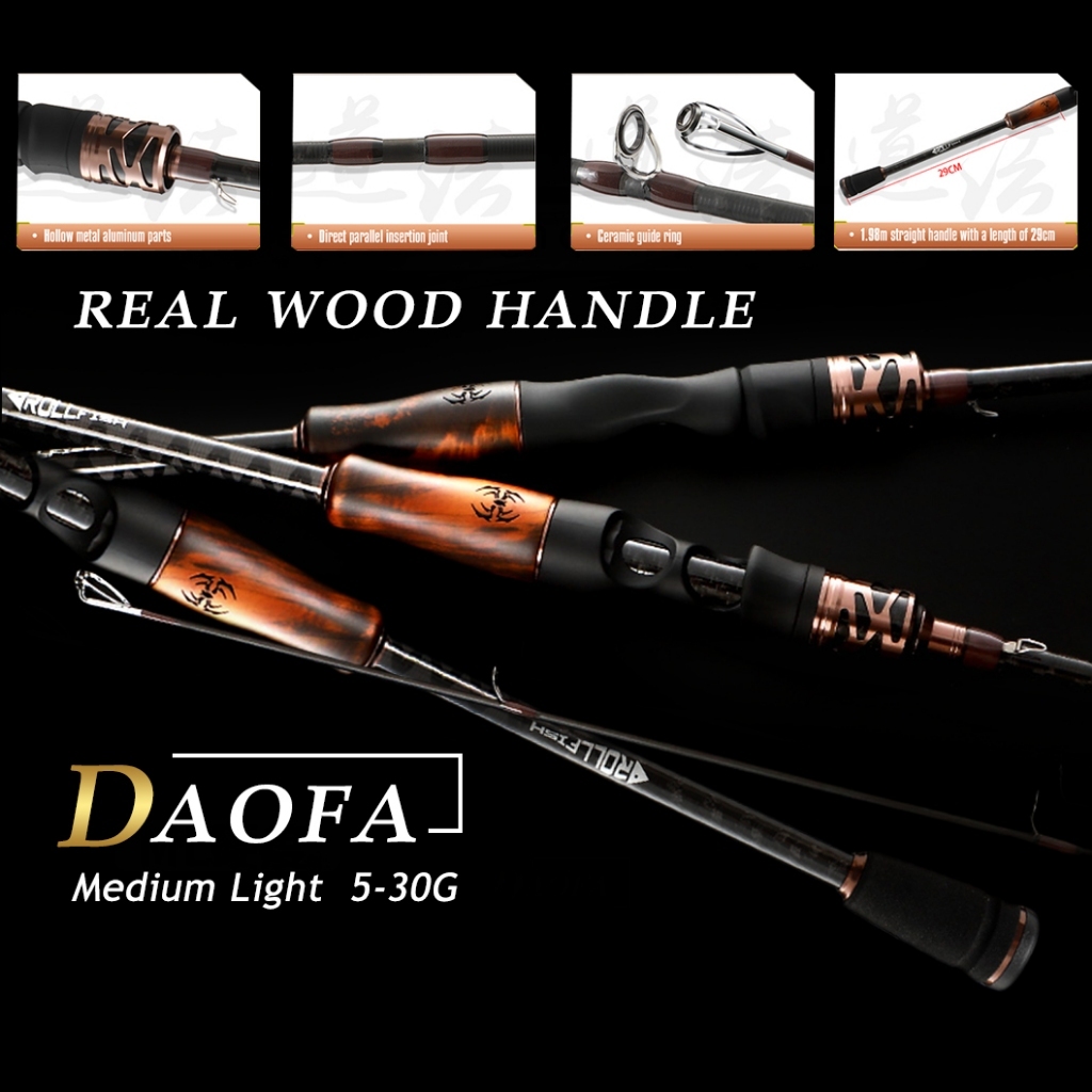 Real Wood Grip Fishing Rod ML Action 10-25LB 1.8M/1.98M/2.1M/2.4M ...