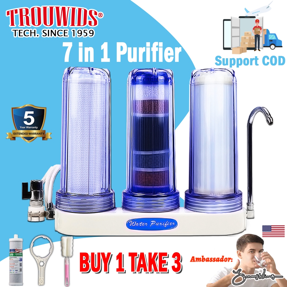 TROUWIDS Water Filter Water Purifier 7 in 1 Alkaline Purification ...