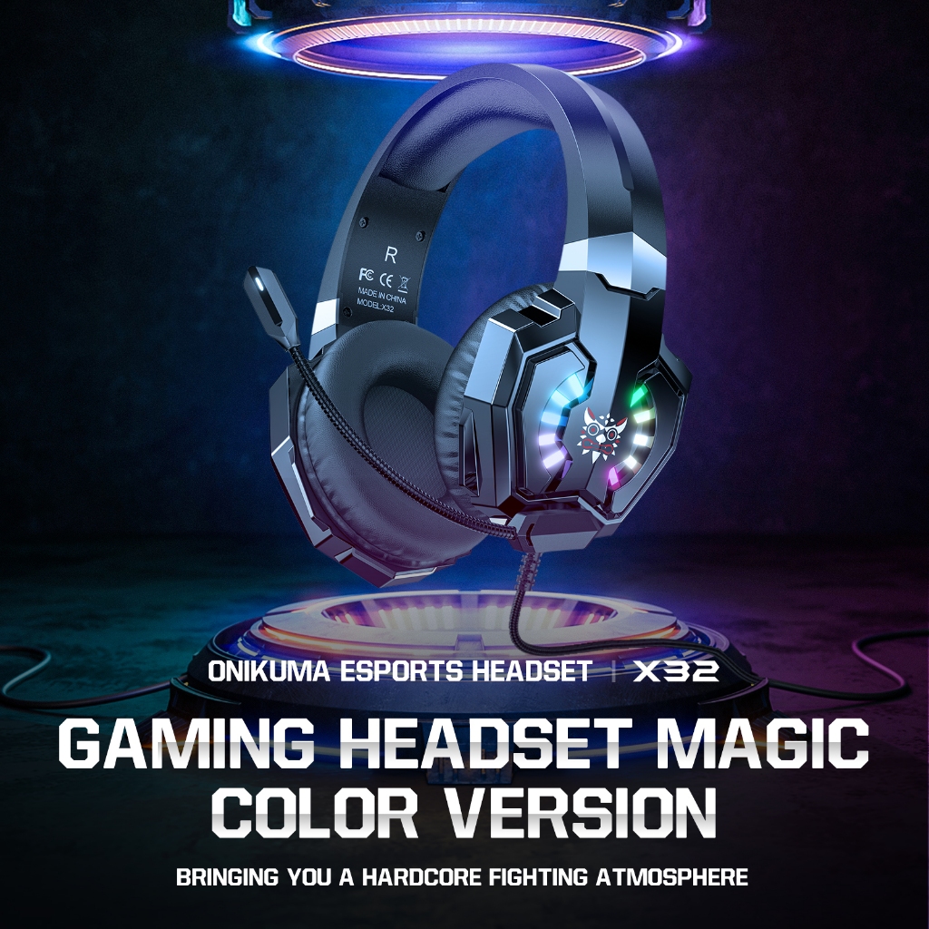 ONIKUMA X32 Gaming Headphones RGB Wired Headset Noise Canceling With ...