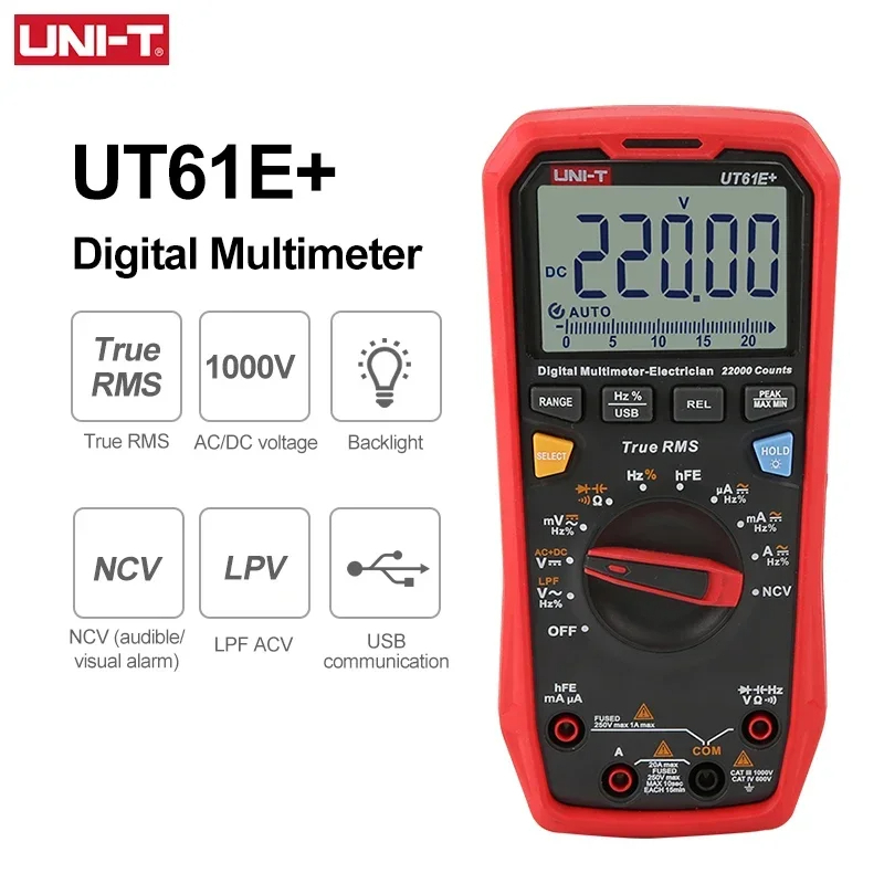 UNI-T UT61B+ UT61D+ UT61E+ Plus Smart Multimeter Digital Professional Multi Meter 22000 Counts ...