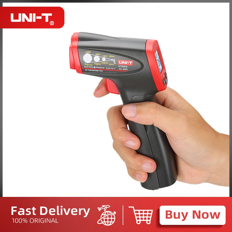 UNIT UT306S UT306C Digital Thermometer -50℃ ~ 500℃ Non-contact Industrial Infrared Laser ...