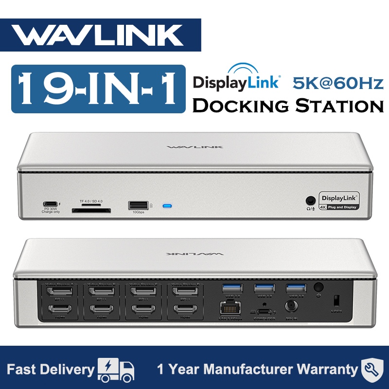 Wavlink DisplayLink Docking Station 1 in 4 Out Display With 5K 4K@60Hz ...