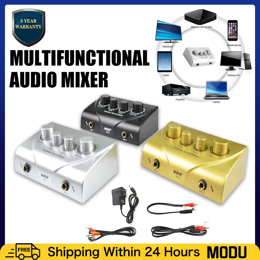 Portable Audio Mixer Amplifier Dual Mic Inputs For videoke & Microphone Karaoke Echo Mixer ...