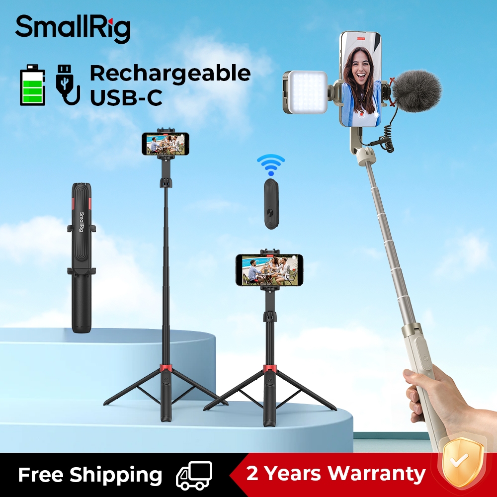 SmallRig Selfie Stick Tripod (37cm-130cm) Compatible with Fill Light ...