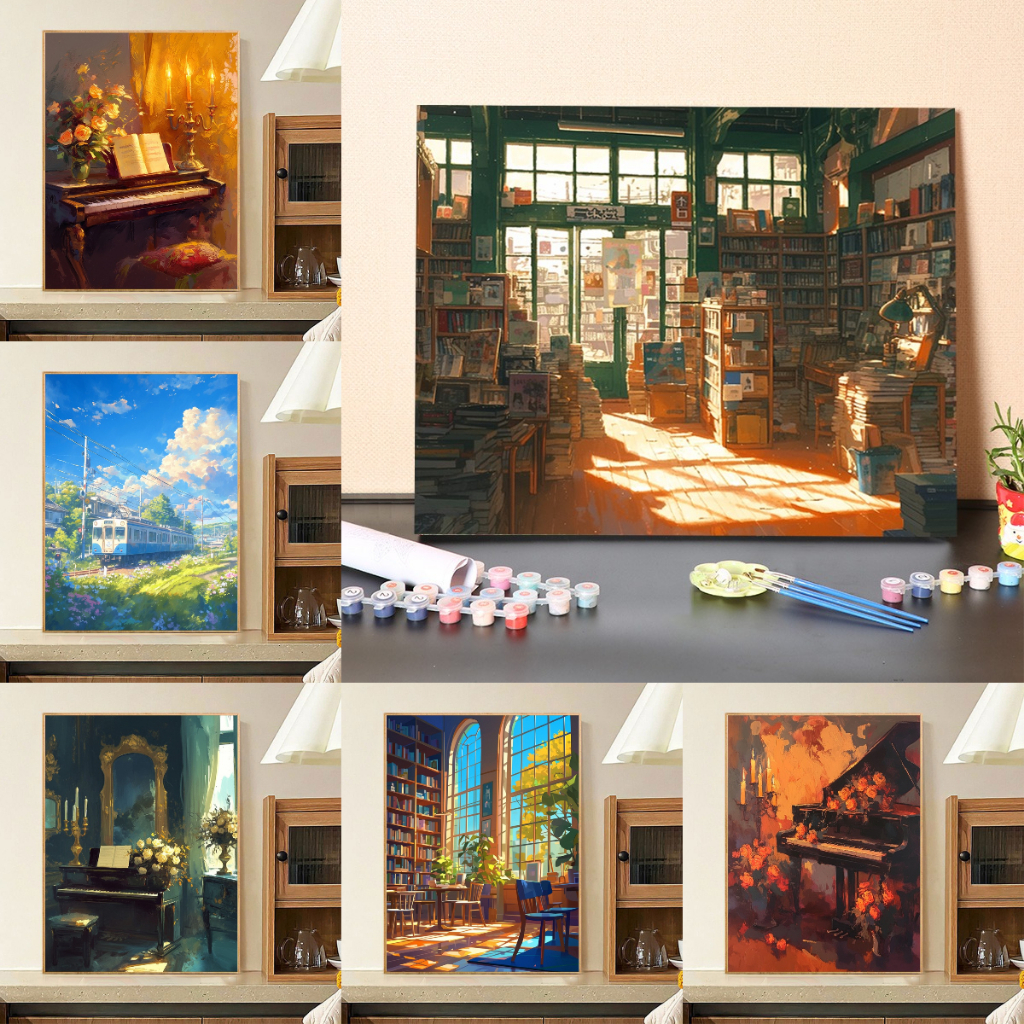 【ORFON】40×50cm Painting By Number/canvas painting/Scenery/Piano/Hand drawn gifts/Living room art ...