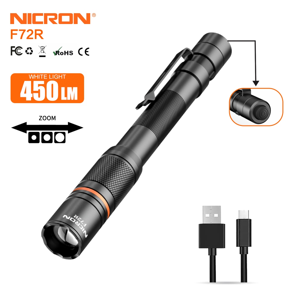 NICRON F72R 450LM Type-C Rechargeable Penlight EDC Pen Flashlight ...