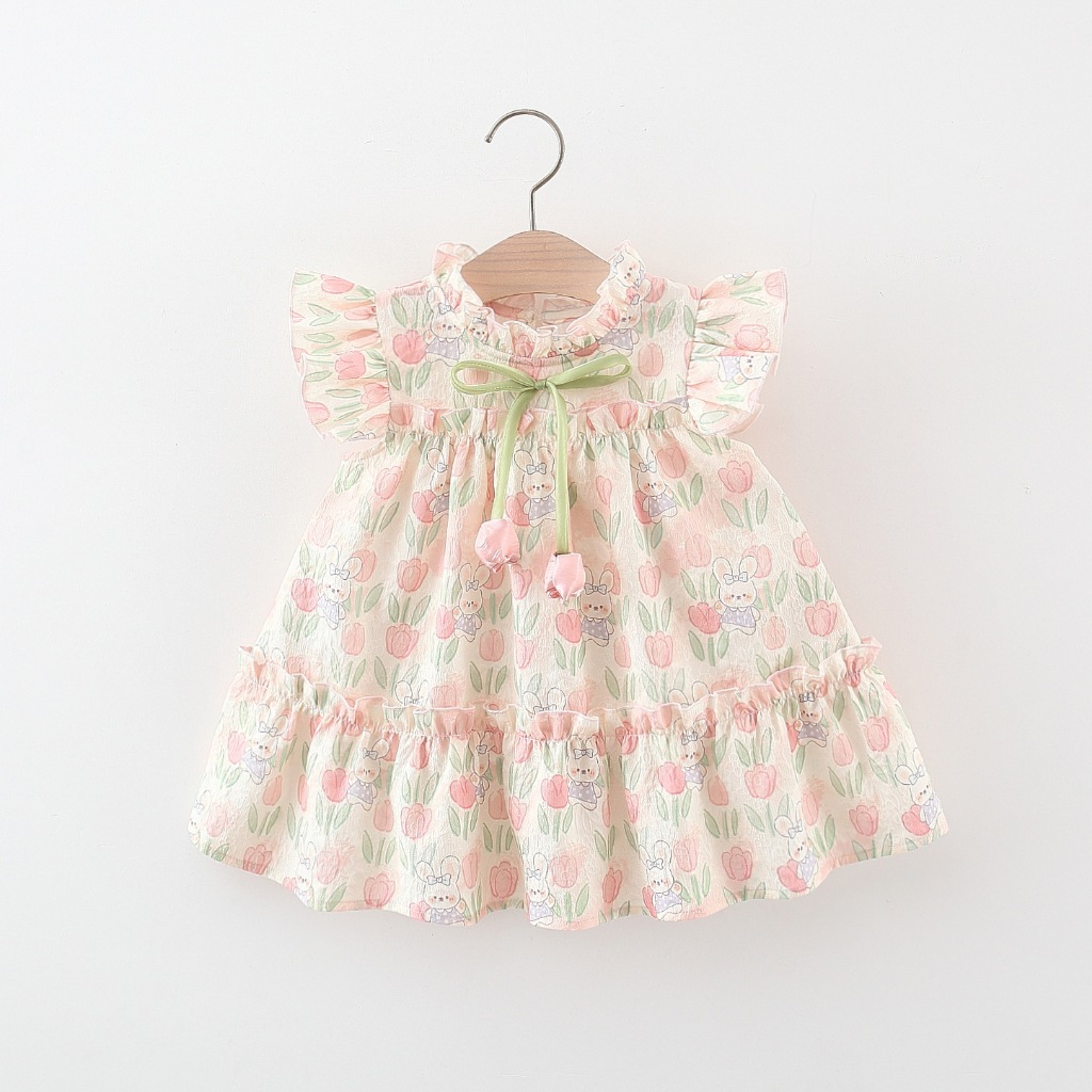 Summer New Sweet And Cute Baby Girl Dress, Pink Tulip Children'S Sleeveless Clothes For 9 Months ...