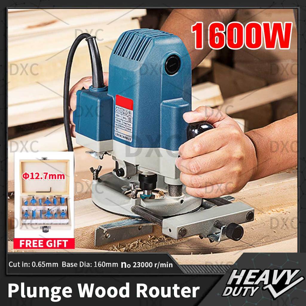 Electric plunge wood router of wood heavy duty 1600W with router bits ...