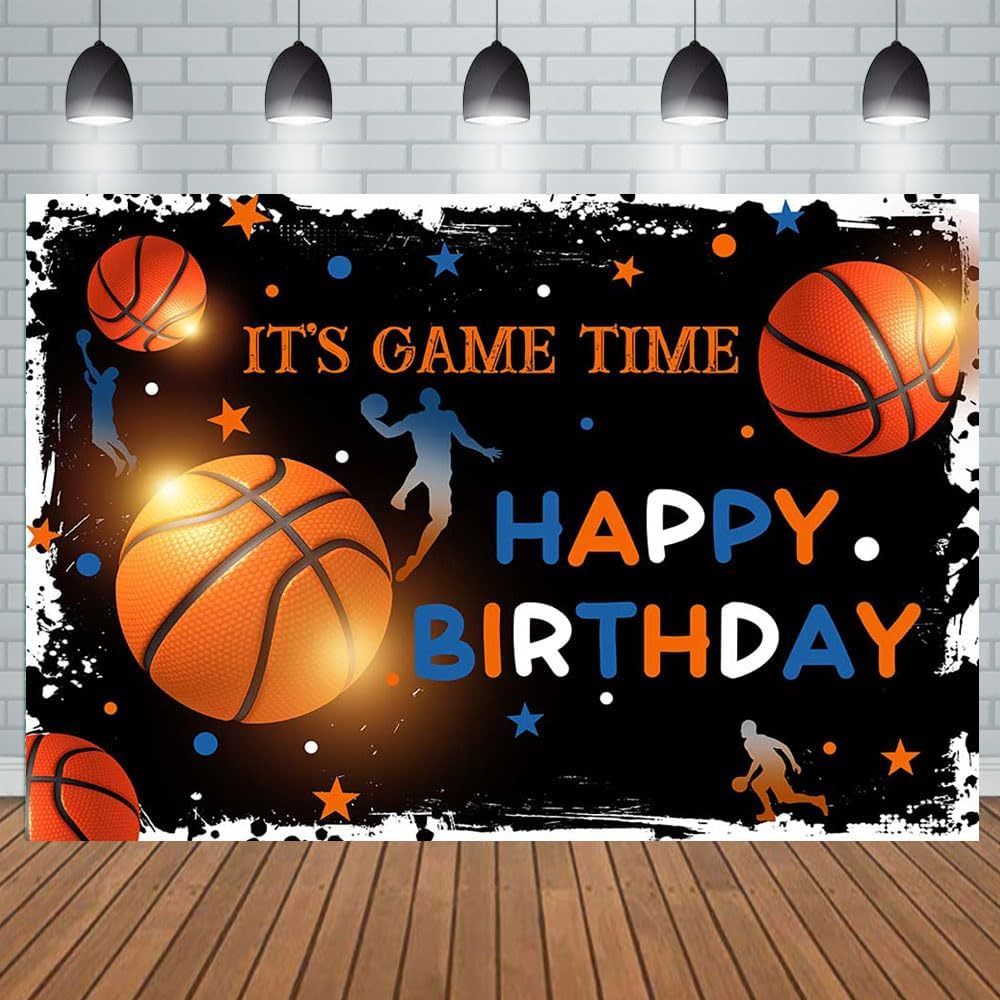 7x5ft Basketball Themed Backdrop Happy Birthday Party Decorations for ...
