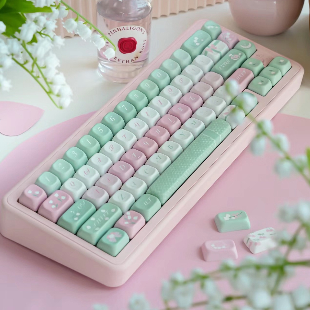 140 Keys lily of the valley Theme Keycaps KOA Profile Cute Round Key ...