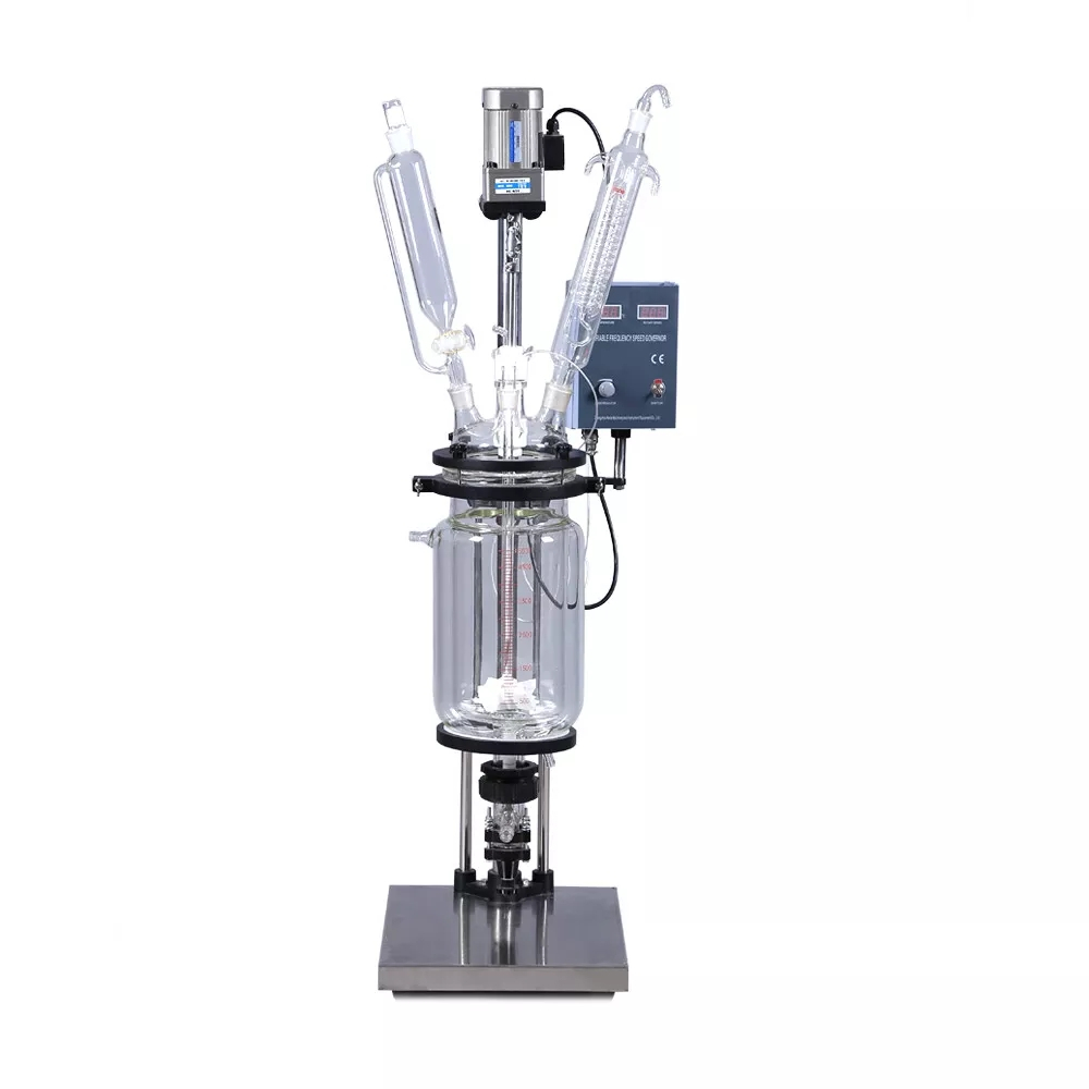 2L Laborator Double-Layer Glass Jacket Reactor Chemical Stirred ...