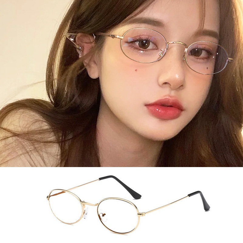 Roselife Narrow Rectangle Frame Metal Eyeglasses for Men Women Stylish ...