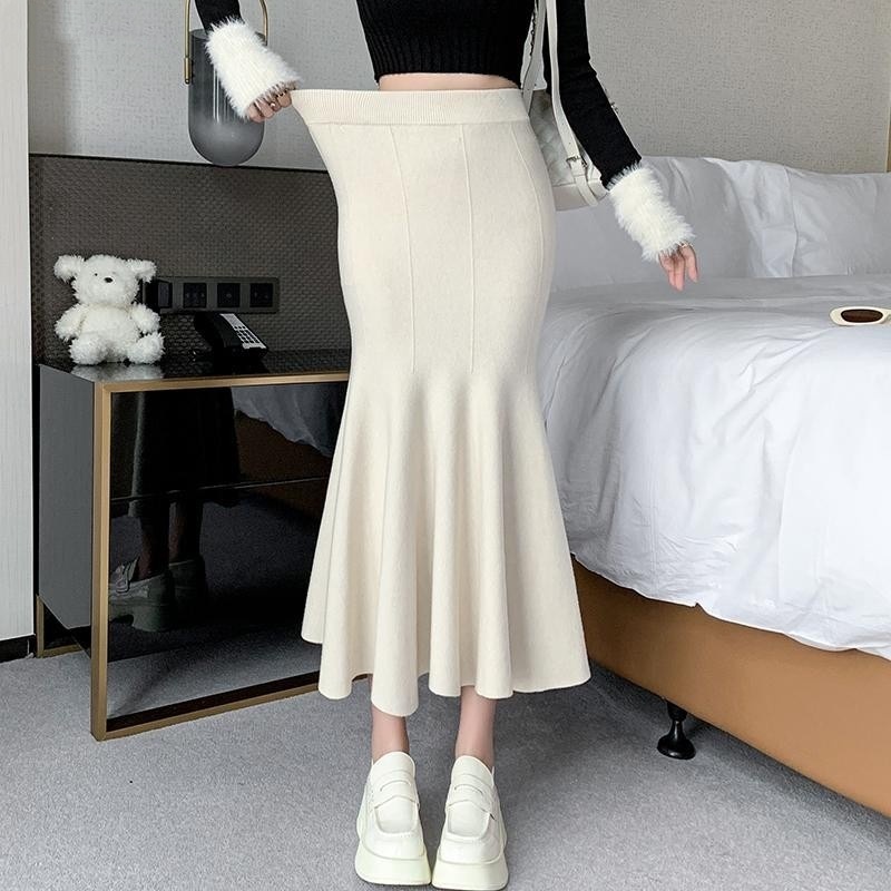 Summer Korean High Waist Palda A Line Sophisticated Knitted Skirt ...