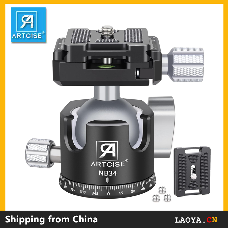 ARTCISE Low Profile Camera Tripod Ball Head, 34mm All Metal CNC Machining Panorama Ball Head ...