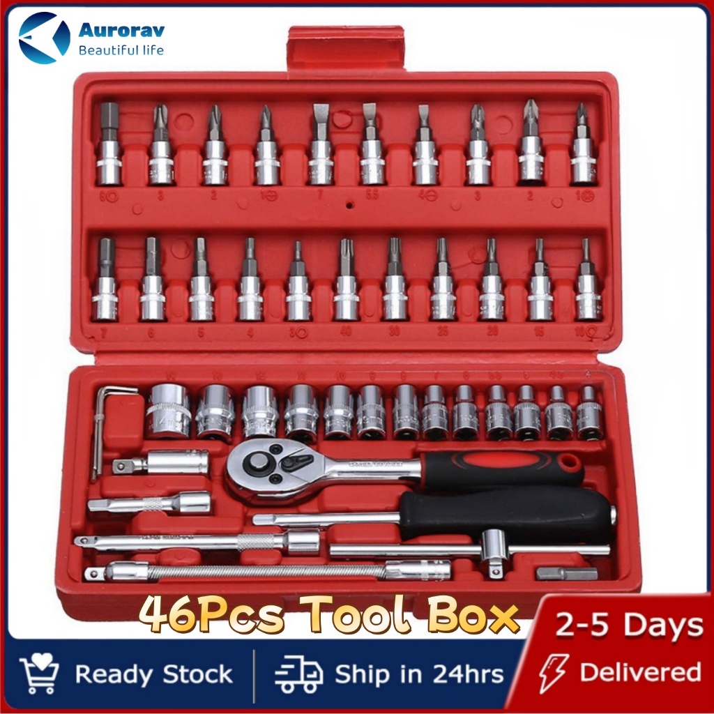 46pcs Socket Ratchet Car Motor Repair Tool Wrench Set Head Ratchet Pawl ...
