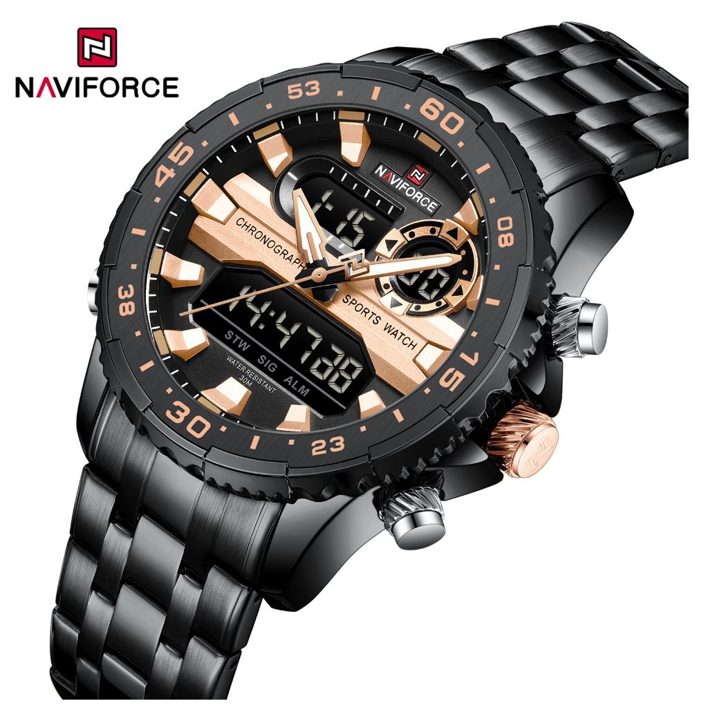 NAVIFORCE 9234 Men's Watch Sport Luxury Military LCD Dual display ...