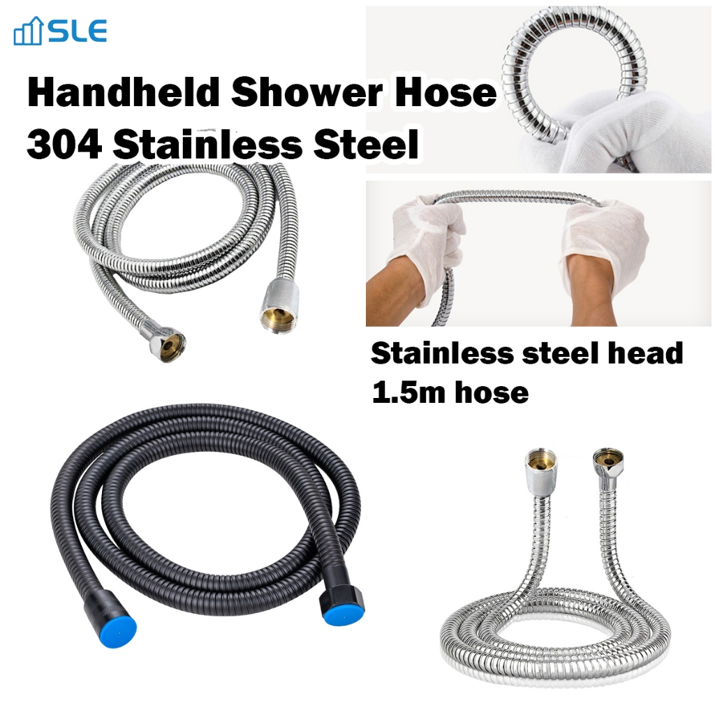 Black Shower Hose 1.5 Meters Black Flexible 304 Stainless Steel Bidet ...