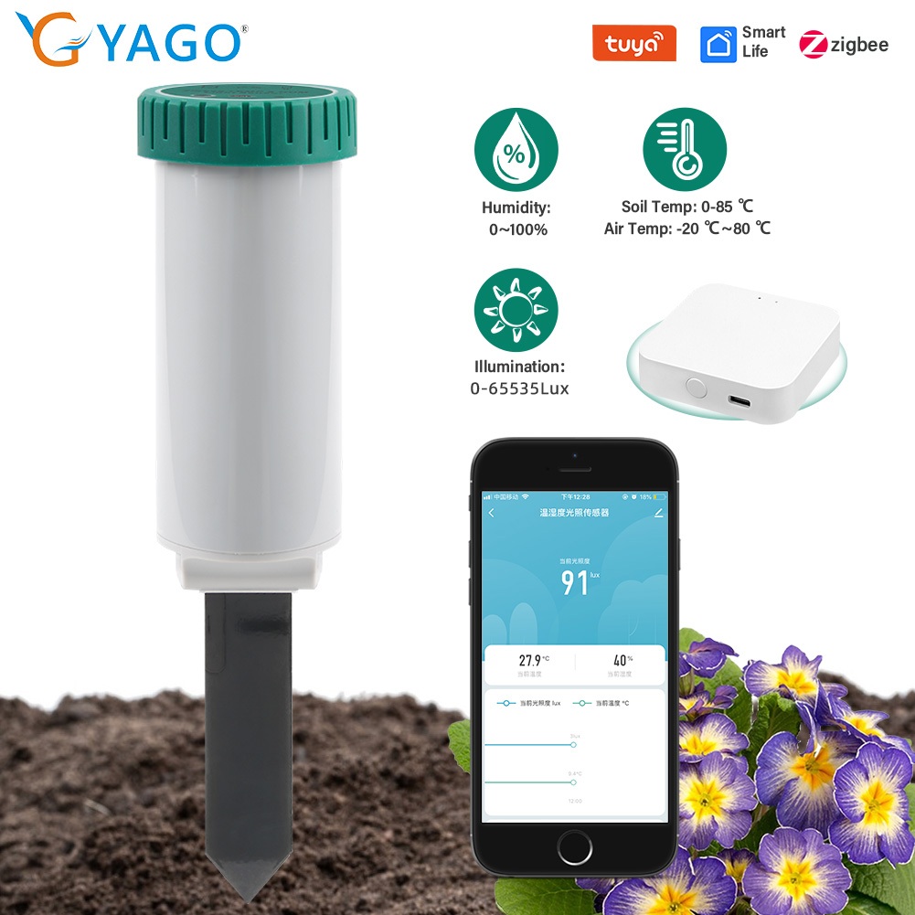 Smart WiFi Soil Meter Temperature Humidity Light Meter lumeter ...
